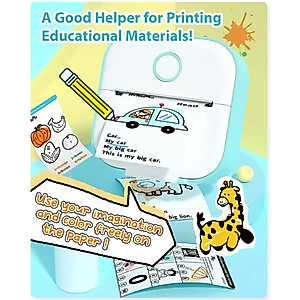 moinfle Printpod Thermal - Portable Print Pod Sticker Printer Machine, Thermal Bluetooth Mini Inkless Printer with 1 Rolls Paper Mini Printer Sticker Maker for iPhone, Journal, Notes, Kids(Yellow)