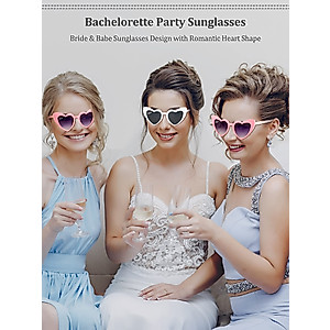 Flutesan 12 Pairs Heart Shaped Sunglasses Bachelorette Party Sunglasses Bride Bridesmaid Glasses Wedding Decor(White, Pink)
