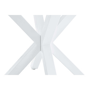 42" Round Dining Table for 4, White Tulip Table,Mid-Century Modern Circle Table with Faux Printed Marble Top and Metal Cross Legs for Home and Kitchen Small Space