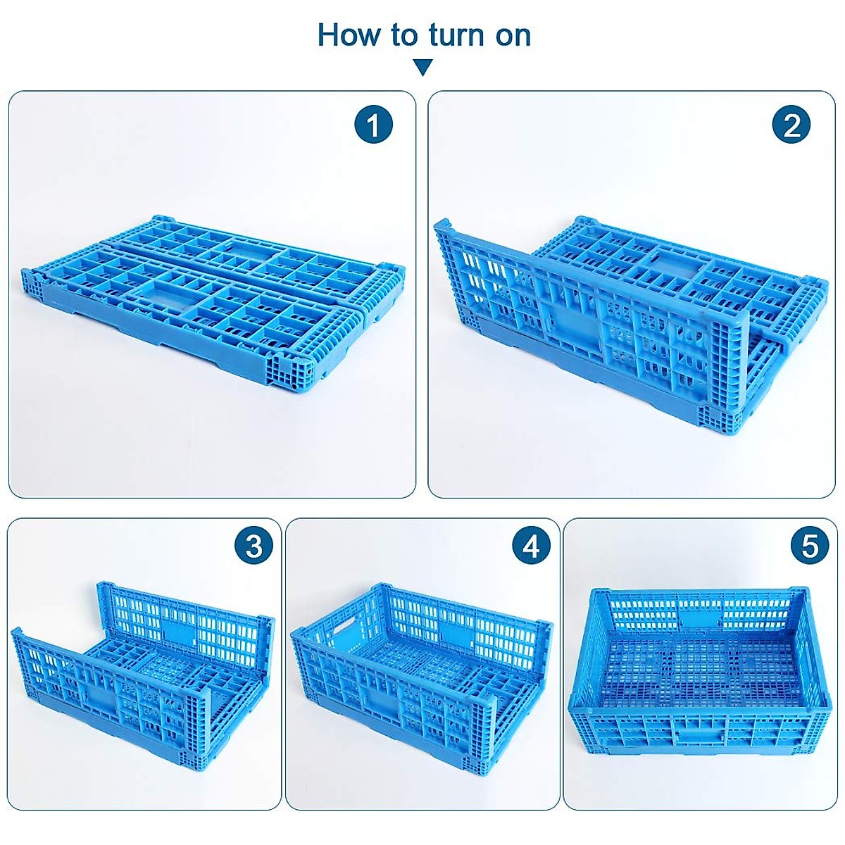QTJH Collapsible Storage Bin Containe，52 Liter Transfer box,crate Transit storage of various items (23.6" L x 15.7" W x 8.6" H)