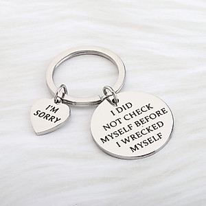 TGBJE I'm Sorry Gift I Did Not Check Myself Before I Wrecked Myself Keychain Forgiveness Gift Apology Keychain Gift For Best Friend (wrecked myself kc)