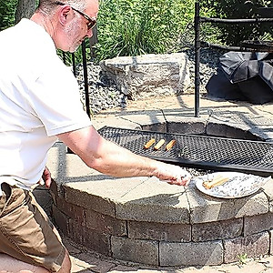 Sunnydaze X-Marks Fire Pit Cooking Grate - Outdoor Rectangle Black Steel BBQ Campfire Grill with Handles - 40-Inch