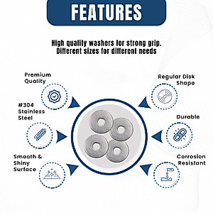 Fender Washers for Screws — 225Pcs Washers Assortment, Washers for Bolts in 15 Different Sizes (M2 M2.5 M3 M4 M5 M6 M8 M10 M12)—Stainless Steel Washers for Home & Industrial Usage