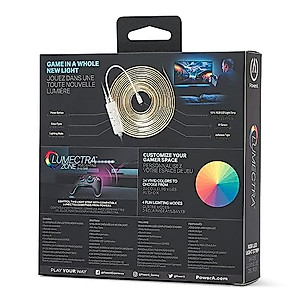 PowerA Lumectra 18FT RGB LED Light Strip with Control Remote, Music Sync Color Changing Light Strip