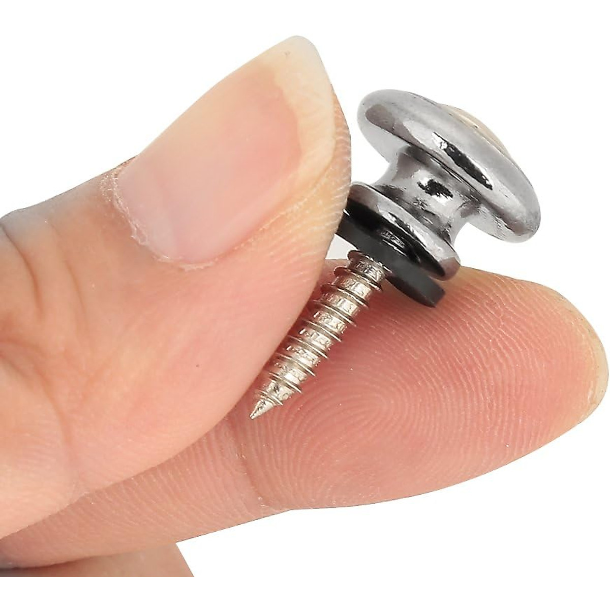 Tbest 10Pcs Mushrooms Head Guitar Strap Buttons Strap Locks Metal End Pin with Screw for Ukulele Electric Bass Silver, Black, Gold(Silver)