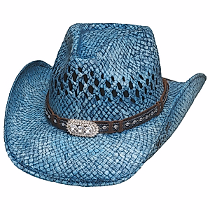 Bullhide Montecarlo Hats Wild and Blue Toyo Straw Cowboy Western Hat (Medium)
