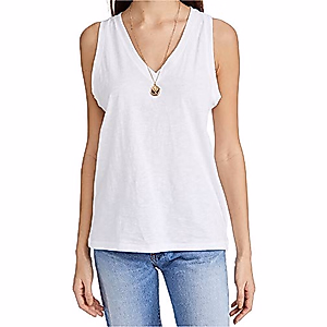 Madewell Women's Whisper Cotton V-Neck Tank, Optic White, M