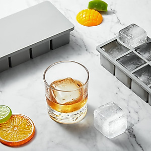 Nax Caki Silicone Ice Cube Tray with Lid 2 Pack (2024 New Version - Secured,Easy Release,Odor Free),Stackable Large Ice Cube Molds, 2" Square Whiskey Ice Cubes Mold for Bourbon,Cocktails,Frozen Treats