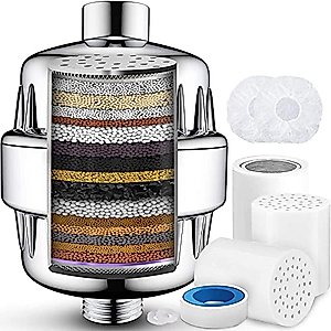 20 Stage Shower Filter with Vitamin C E for Hard Water with 3 Cartridges, High Output Universal Shower Head Water Softener Filter to Remove Chlorine and Fluoride-Reduce Dry Itchy Skin,Dandruff,Eczema