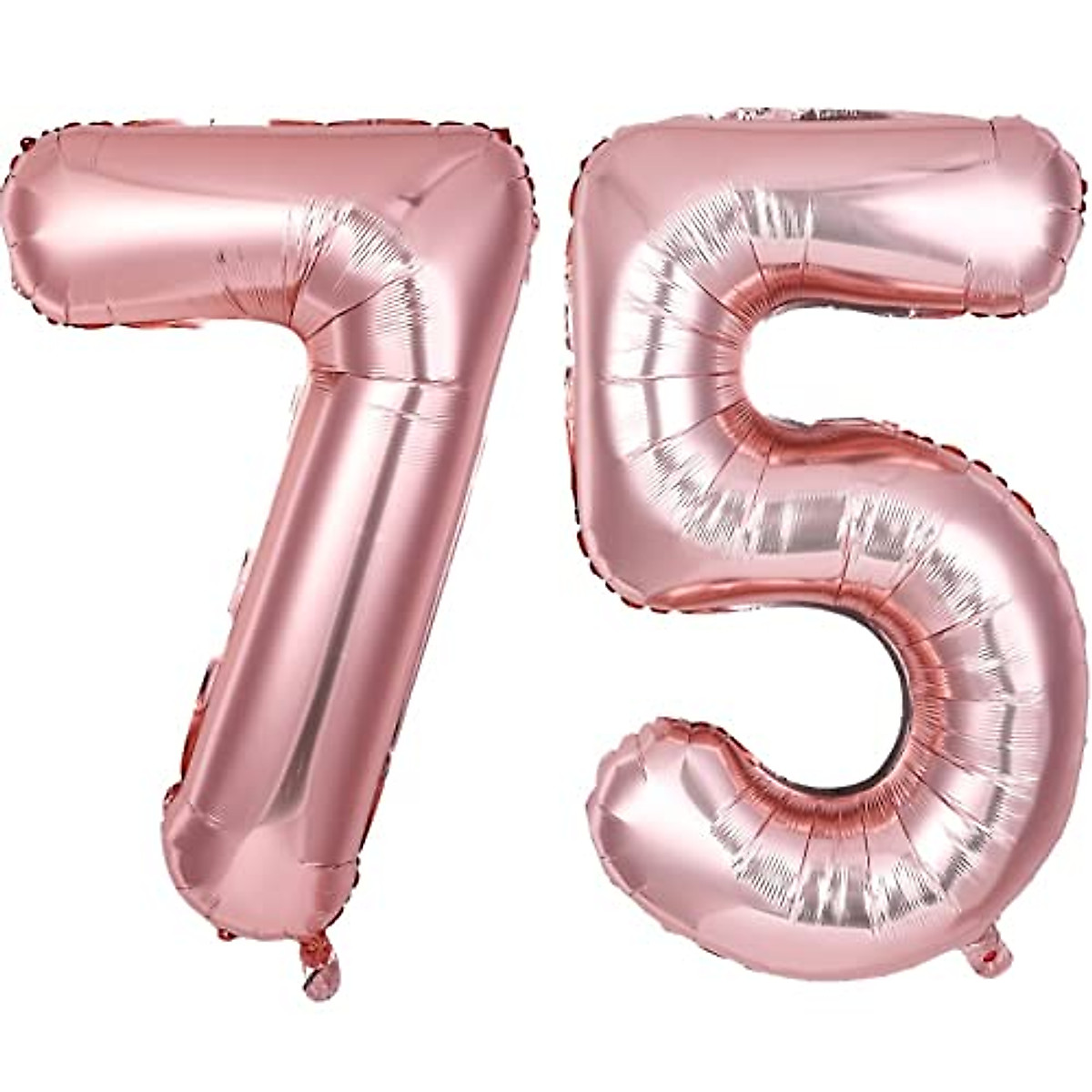 Number 7 and Number 5 Balloons, 40 Inch Rose Gold Number Balloons, Large Digital 75 Balloon, Foil Mylar Balloons Decorations for Birthday Party, Wedding, Anniversary, Graduations