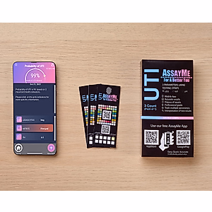 AssayMe UTI Test Strips | Accurate Urinalysis for UTI | Monitor Urinary Tract Infection | Home Test Kit for Men & Women | 3 Strips (LEU, NIT, pH) | Detect UTI