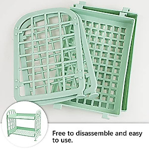 QUMENEY Desktop Rack Cosmetic Stationery Storage Holder, 2-Tier Multifunctional Plastic Shelf Makeup Organizer for Skincare Office Kitchen Bedroom Bathroom Home (Pink)