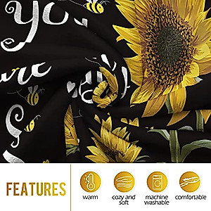 Levens Sunflower Blanket Gifts for Women Girls Mom, You are My Sunshine Decoration for Home Bedroom Living Room All Seasons, Soft Fluffy Lightweight Throw Blankets Black 50"x60"