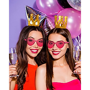 Photect 12 Pair Graduation Gift Heart Shaped Sunglasses Rimless Candy Color Glasses for Women Men Summer Party Favor(Rose Color)