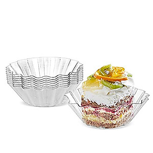 Healthcom 50 Pcs 3 inch Mini Clear Plastic Appetizer Plates Dessert Plates Flower Ice Cream Dessert Bowls Tasting Bowls Dishes Serving Plates Dip Sauce Snacks Plates Small Serving Cup Party Supplies