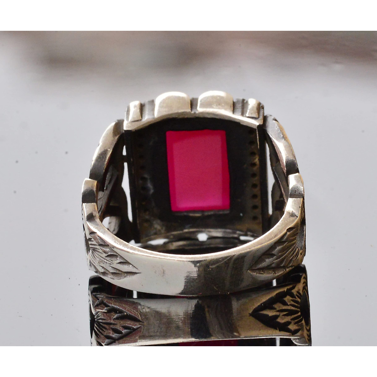 Real Genuine Ruby Gemstone Ring, 11.55 Carat, Sterling Silver Ring, Silver Ring Gemstone Band