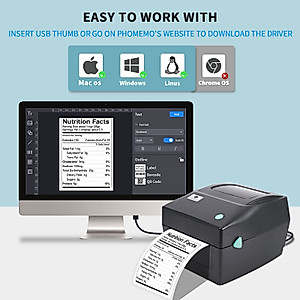 Thermal Shipping Label Printer - 150mm/s 4x6 Label Printer for Shipping Packages, Thermal Label Printer Compatible with Etsy, Shopify, Ebay, Amazon, FedEx, UPS, USPS, Support Windows and Mac, Black