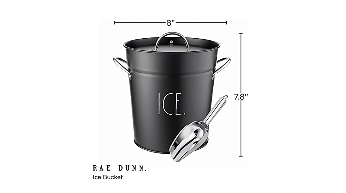 Rae Dunn Ice Bucket with Scoop - Stylish 4 Qt. Stainless Steel Cooler