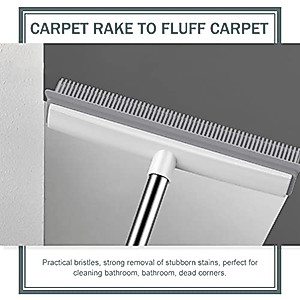 UPKOCH Floor Scrubber Brush Silicone Carpet Rake Hair Cleaning Broom Rubber Broom Carpet Rake Pet Hair Remover Broom Long Handle Scrubbing Brush Household Cleaning Tools White Grey