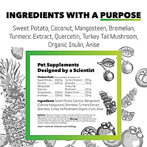 Dog Allergy Relief Supplement by InClover, BioResiliant Treat Powder Supplement for Dogs with Seasonal Allergies, Natural Dog Allergy Support with Turmeric, Mangosteen Helps Maintain Histamine Levels