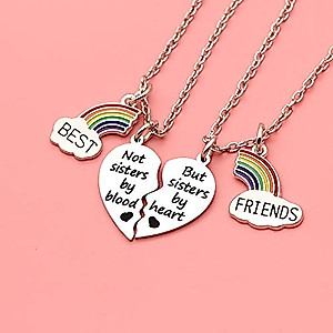 Maxforever Best Friends Gifts Best Friends 2 Split Heart Necklaces Friendship Jewelry Birthday Christmas Gifts for Best Friends (Not sisters by blood but sisters by heart)