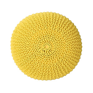 Christopher Knight Home Belle Knitted Cotton Pouf, Yellow