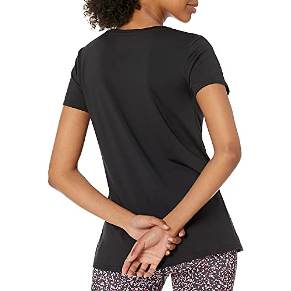 Amazon Essentials Women's Tech Stretch Short-Sleeve Crewneck T-Shirt (Available in Plus Size), Pack of 2, Black/Dark Grey Space Dye, X-Large