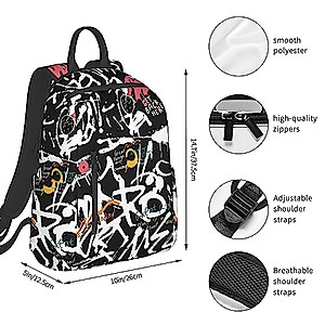 ZREXUO Graffiti Backpack Bookbags Daypack Supplies,Graffiti Art Laptop Bookbag Shoulder Bag Travel Sports for Men Women