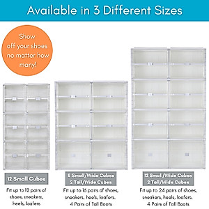 BIRDROCK HOME Shoe Rack Organizer for Closet Floor | 6 Tiers Freestanding | 12 Small Storage Cubes & Door | Foldable Storage Cabinet | Fits a Variety of Shoes: Heels, Sneakers, Loafers, or Sandals