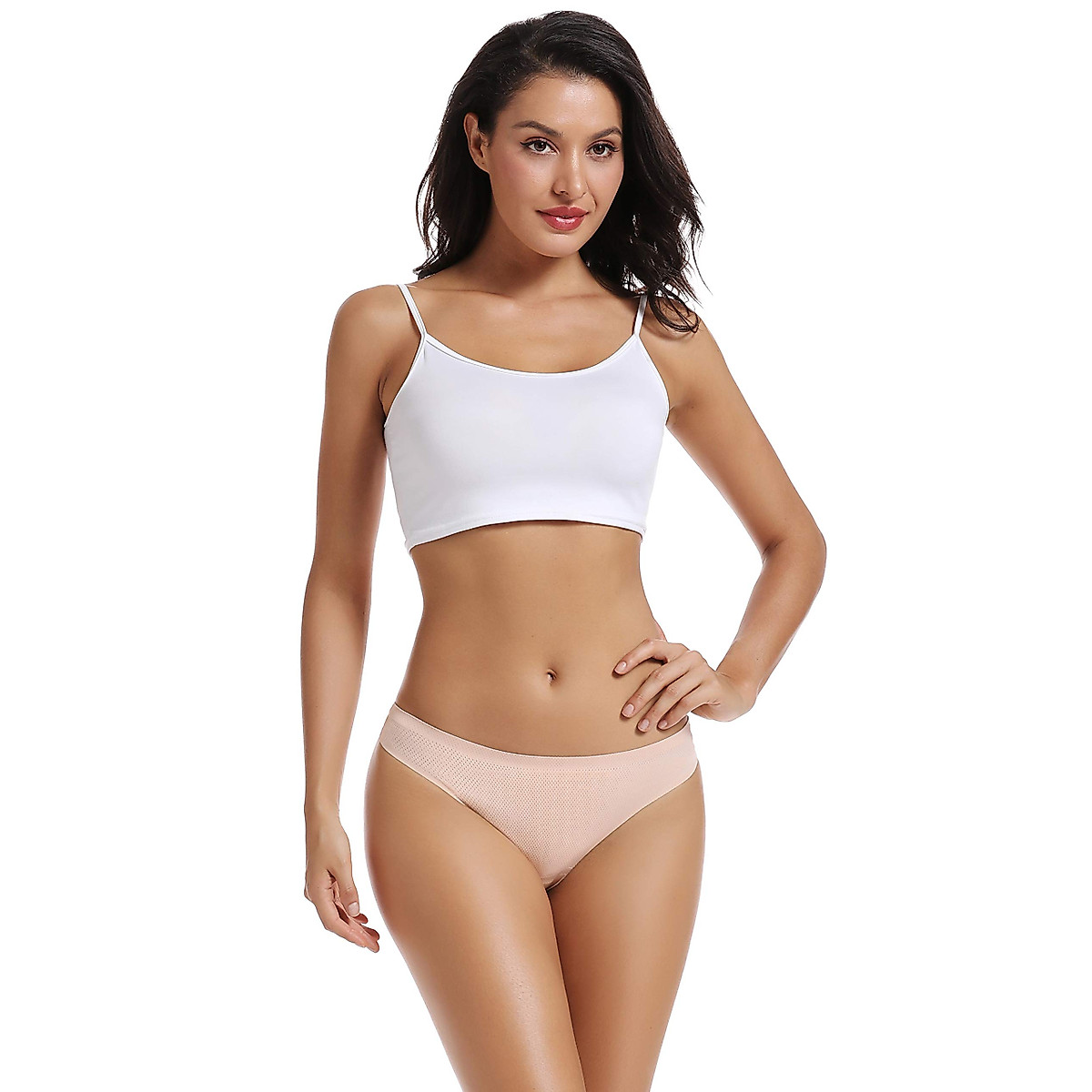 voenxe Seamless Women Underwear Thongs,No Show Ladies Thong,Invisible No Line Breathable Comfortable Panties Undies,Womens No Seam Soft Wide Gusset Tanga,Legging Underpants for Woman 5-Pack