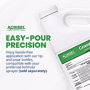 Agrisel GrassOut Max Weed Killer, Targets 50+ Grassy Weeds Without Harming Desired Plants, Pet Safe, Large Area Treatment, Easy Application, Includes 3-Pack of Agrisel Protective Gloves, 128 Ounces