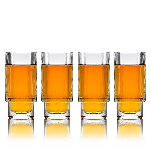 Greenline Goods Ripple Drinking Glasses - 12 oz Modern Kitchen Glassware Set Unique Vintage Cups For Weddings, Cocktails Or Modern Bar - Set of 4