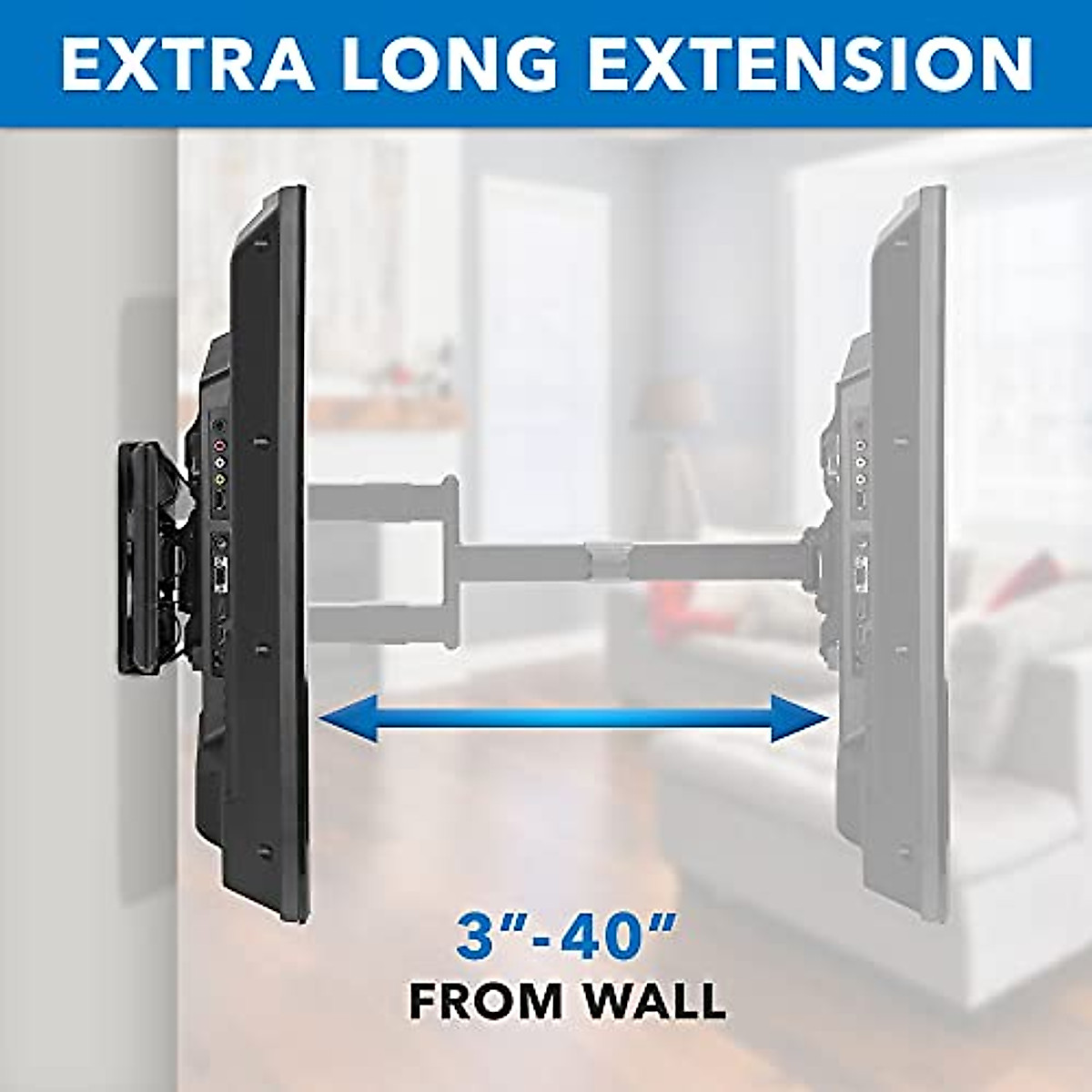 Mount-It! Long Arm TV Mount, Full Motion Wall Bracket with 40 inch Extension Articulating Arm, Fits Screen Sizes 42, 47, 50, 55, 60, 65, 70, 75, 80 Inch, VESA 800x400mm Compatible, Holds up to 110 lbs