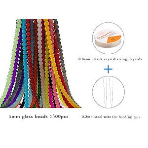 Pamir Tong 1500PCS 6mm Glass Round Beads Bulk， Imitative Jade Beads, Bracelet Loose Beads for Jewelry Making Earring, Necklaces, and DIY Crafts (6mm)