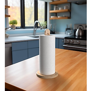 CHAUNCEY HOME Wooden Paper Towel Holder Stand for Jumbo Roll - Stylish Kitchen Paper Rack Bathroom Towel Roll Stand Organizer, Solid Wood Simply Standing Countertop Paper Roll Holder