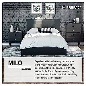 Prepac Milo Mid-Century Modern Tall 6-drawer Chest - Black