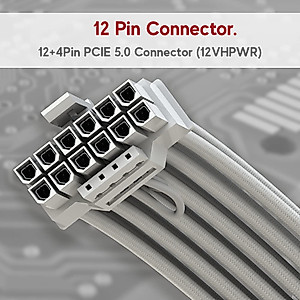 LINKUP - AVA PCIE 5.0 4 x 8Pin to 12VHPWR (16Pin / 12+4) 16AWG Sleeved High Current Power Cable Extension for RTX4000 - PCIE 4.0 PSU - 40cm (White) - Compatible with all RTX4000 and RTX3000 FE GPUs