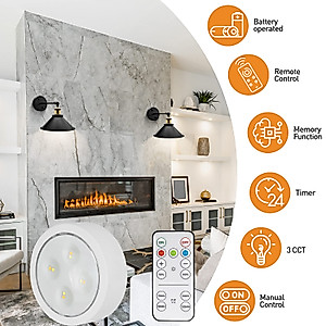 LABOREDUCER Battery Operated Wall Sconces Set of 2,Black Wireless Sconces Wall Lighting with Remote,Flexible Battery Wall Lamps,Wall Mounted Lights for Bedroom, Living Room, Hallway