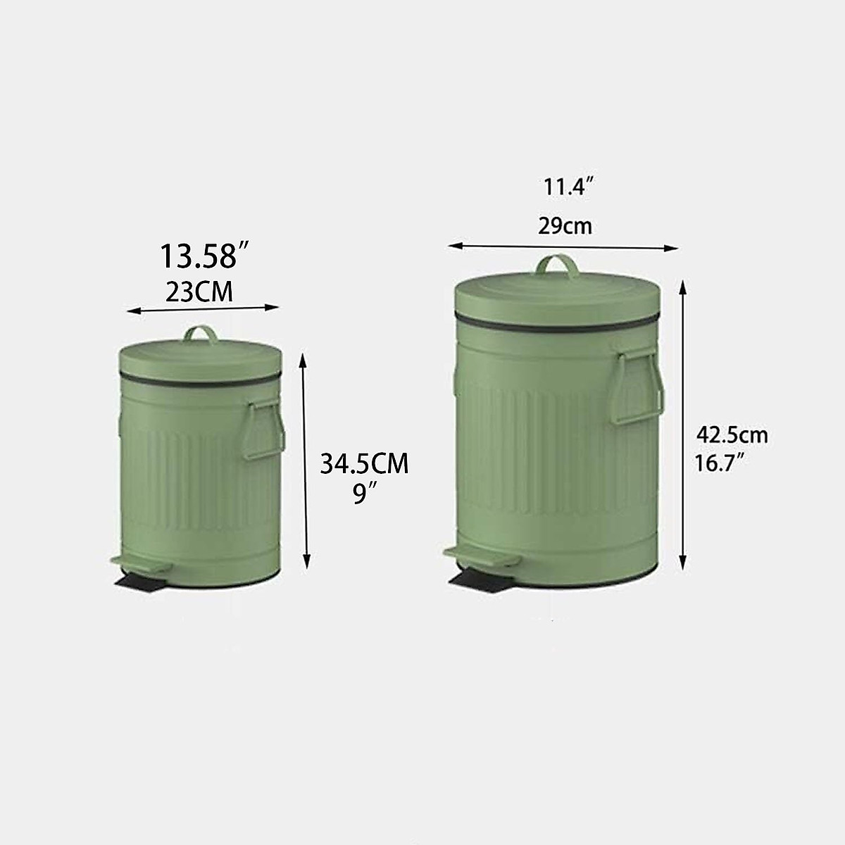 Valcla Trash Can Pedal Trash Can Retro Round Post Box with Cover Stainless Steel Green Sealed Trash Can Home Kitchen Recycling Bin Suitable for Home Mall Office (Color : Green, Size : 7L)