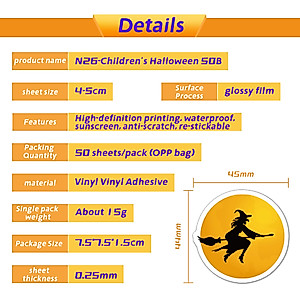 Non-Repeating Halloween Stickers, Halloween Party Favors,Vinyl Waterproof Holiday Party Stickers, Kids and Youth Adult Party Favors Gifts Crafts- Halloween Decorations