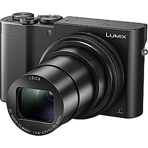 Panasonic Lumix DMC-ZS100 Digital Camera (Black) (DMC-ZS100K) - Bundle - with 64GB Memory Card + LED Video Light + DMW-BLE9 Battery + Soft Bag + 12 Inch Flexible Tripod + Cleaning Set