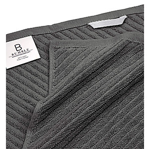 Premium Kitchen Towels (16”x 25”, 6 Pack) | Large Cotton Kitchen Hand Towels | Dish Towels | Diagonal Weave Design | 445 GSM Highly Absorbent Tea Towels Set with Hanging Loop | Grey