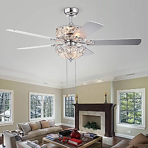 Warehouse of Tiffany Catalina Chrome-Finish 5-blade 52-inch Crystal Ceiling Fan Optional Remote (Incl. 2 Blade Colors)