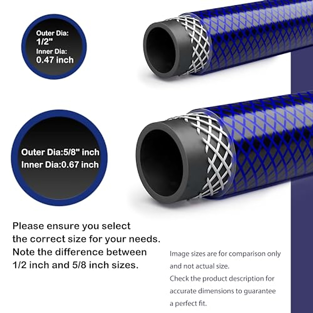 FangFarm 5/8" Outdoor PVC Garden Hose with Water Stop, Hose Shut Off Valve, Flexible Water Hose, Durable and Leakproof, Solid Brass GHT Connector (20FT, Blue)