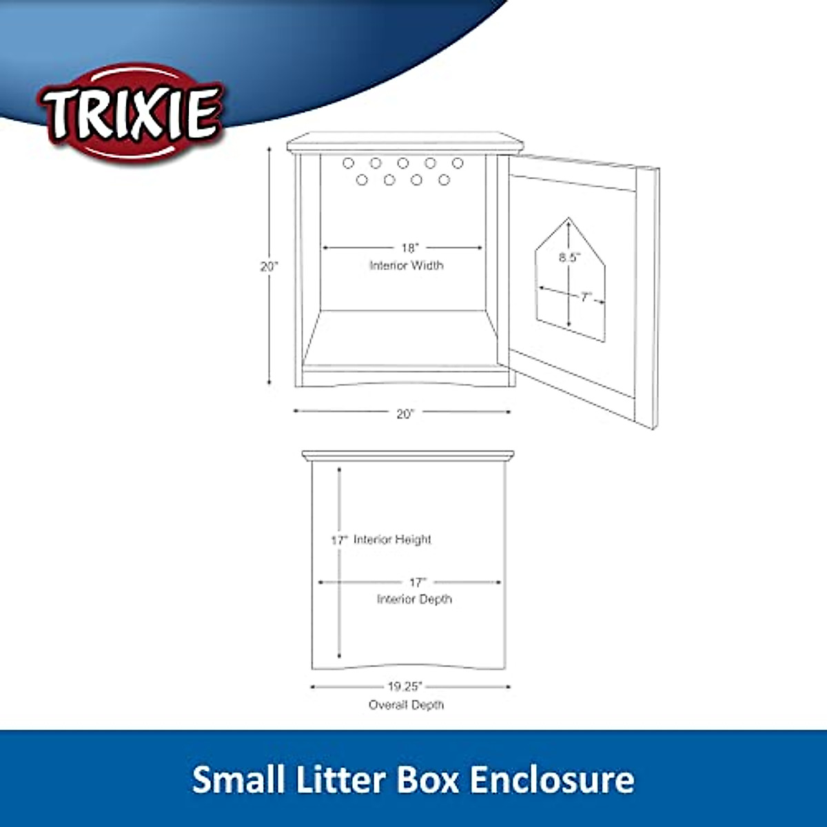 TRIXIE Litter Box Enclosure, Hidden Kitty Litter Box Cabinet, Furniture Style, White,(19.84 LBS)