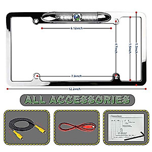 JPP License Plate Camera, JPP Backup Camera with LED Night Vision, Universal Car Rear View Camera for Any Vehicle, Waterproof Parking Reverse Camera with Long Service Life for Vehicles Truck Van SUV