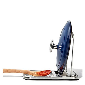 OXO Spoon Rest with Lid Holder, 3x4x1in, Stainless Steel