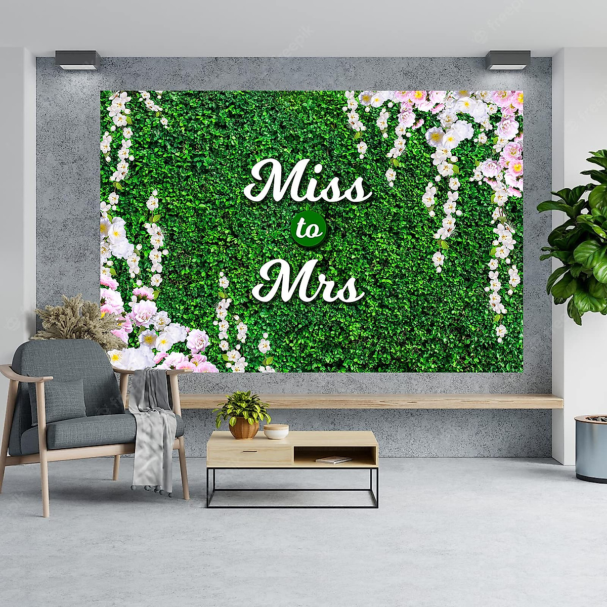 Miss to Mrs Banner Backdrop Green Meadow Flowers Theme Decor for Bachelorette Party Bridal Shower Supplies Wedding Shower Decorations Engagement Photo Booth Props