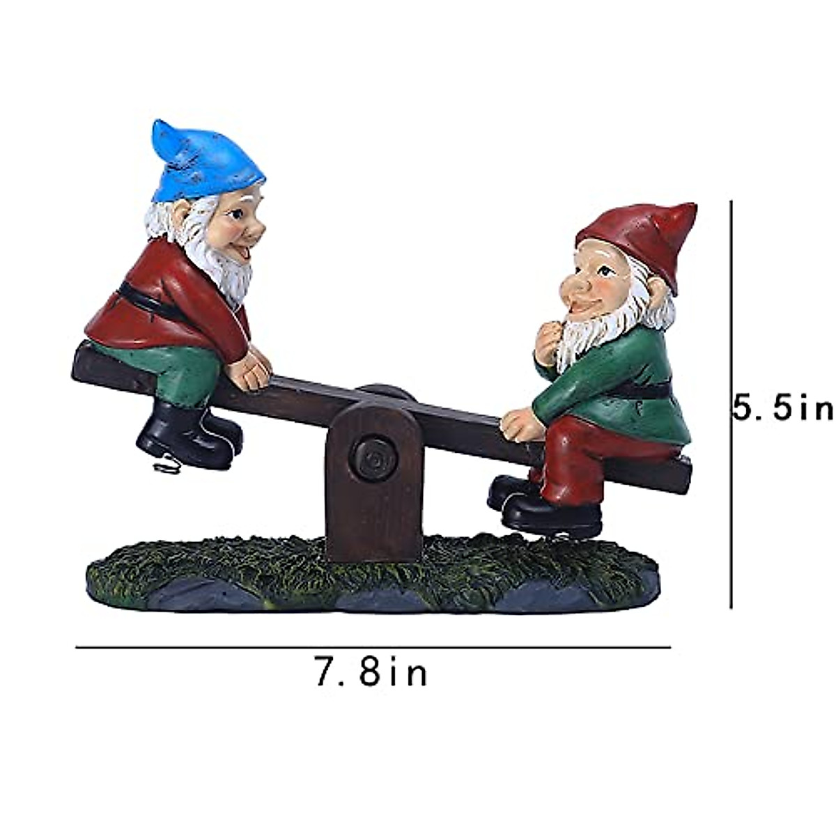 KEONSEN Funny Garden Gnome, Gnomes Decorations for Yard, Large Cute Tree Decorations Outdoor Swing Gnome, Creative Funny Garden Sculptures & Statues Hanging Garden Decor (Seesaw Gnomes)