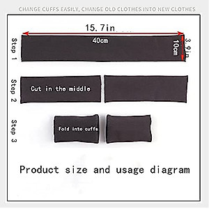 TinaKim Ribbing Knit Fabric,Rib Cuffs Trim Material for Jacket Pants Sweaters Sewing (Tubular Black, 16x4in)